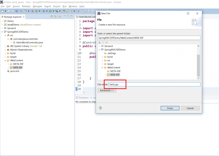 How To Create Helloworld Spring Mvc Web Application Using Maven And Eclipse Learnjava